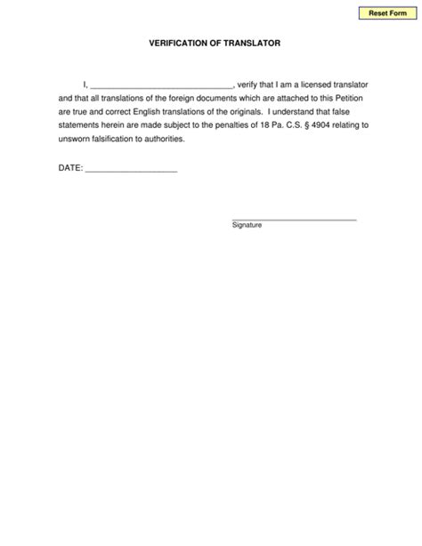 Pennsylvania Verification Of Translator Fill Out Sign Online And
