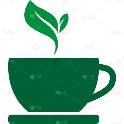 绿叶茶叶图标简约绿色贴纸