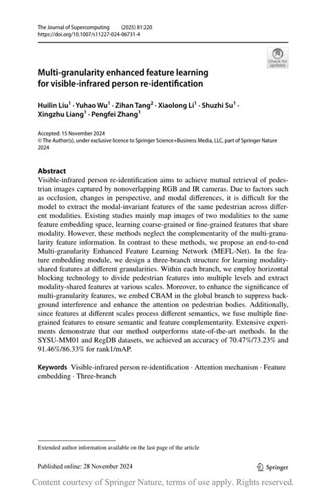 Multi Granularity Enhanced Feature Learning For Visible Infrared Person Re Identification