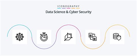 Data Science And Cyber Security Line 5 Icon Pack Including Dollar Scince 3d Share Data