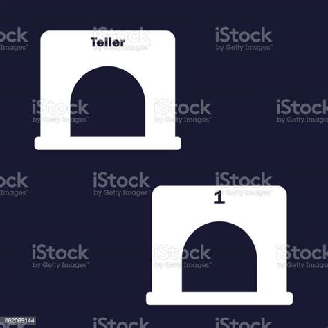 벡터 이미지 출납 원 창을 설정합니다 진한 파란색 배경에 흰색 벡터 아이콘입니다 3차원 형태에 대한 스톡 벡터 아트 및 기타 이미지 3차원 형태 가계 계산원 Istock