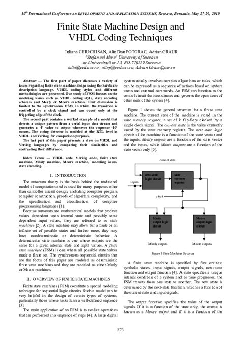 Pdf Finite State Machine Design And Vhdl Coding Techniques