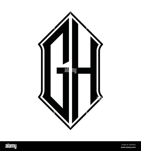 Gh Logo Monogram With Shieldshape And Black Outline Design Template Vector Icon Abstract Stock