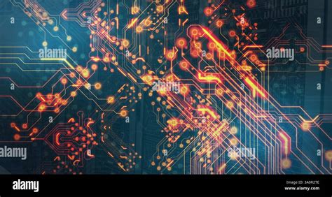 Image Of Digital Data Processing And Circuit Board Over Computer