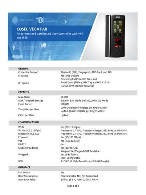 Matrix Cosec Vega Fax Technical Specifications Pdf Ieee 802 11 Bluetooth