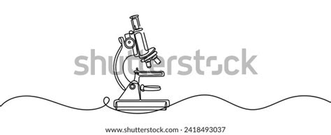 One Continuous Line Microscope Scientific Instrument Stock Vector Royalty Free 2418493037