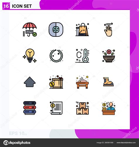 Mobile Interface Flat Color Filled Line Set Pictograms Left Hand Stock Vector By ©flatart 360581088