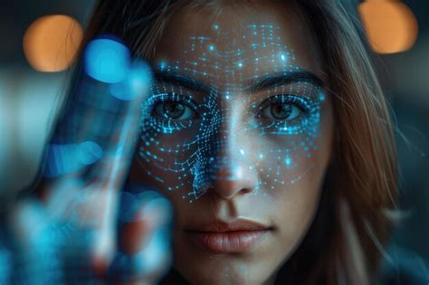 Premium Photo Face Recognition Biometric Verification For The Safety Of A Young Entrepreneur