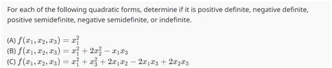Answered For Each Of The Following Quadratic… Bartleby