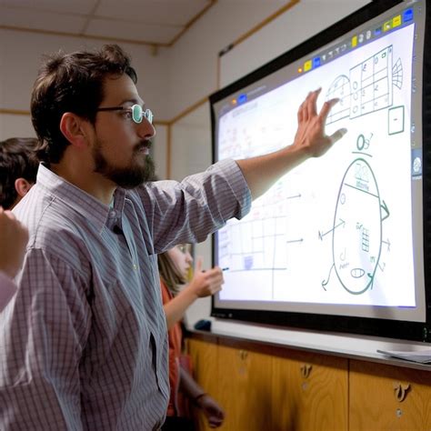 Premium Photo A Teacher Using A Smart Board To Explain A Complex Math