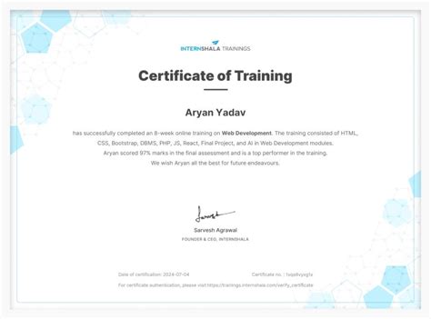 Completed Web Development Course From Internshala Aryan Yadav Posted