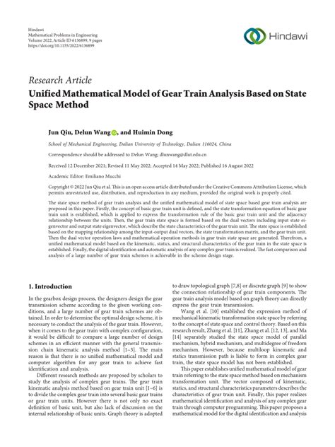 pdf unified mathematical model of gear train analysis based on state