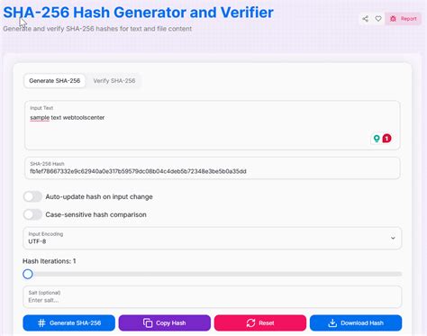 Sha 256 Encrypt Verifier Webtoolscenter