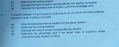 B Determine The Limiting Reagent C Calculate StudyX