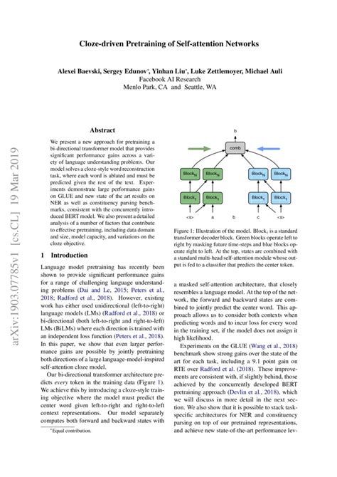 Cloze Driven Pretraining Of Self Attention Networks Deepai