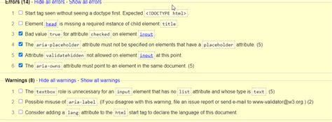 accessibility validation errors in querybuilder in javascript