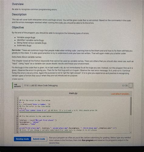 Solved Overview Be Able To Recognize Common Programming