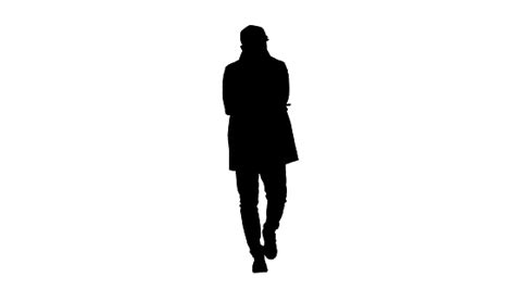 Silhouette Handsome Attractive Glad Positive In Fashinable Clothes
