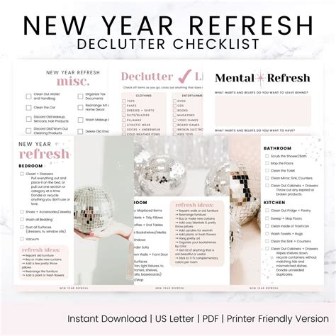 New Year Checklist Declutter Checklist Organization List Cleaning