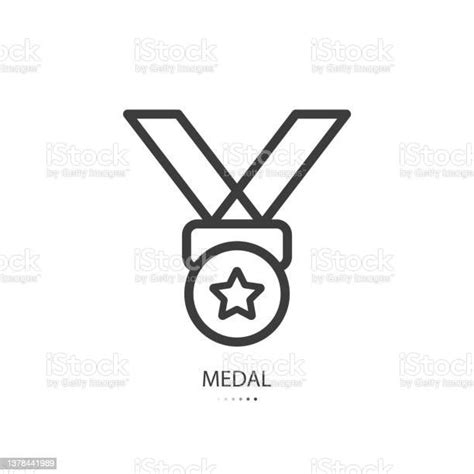흰색 배경에 고립 된 수상 메달의 검은 선 아이콘 벡터 그림입니다 1에 대한 스톡 벡터 아트 및 기타 이미지 1 1위 경쟁 Istock