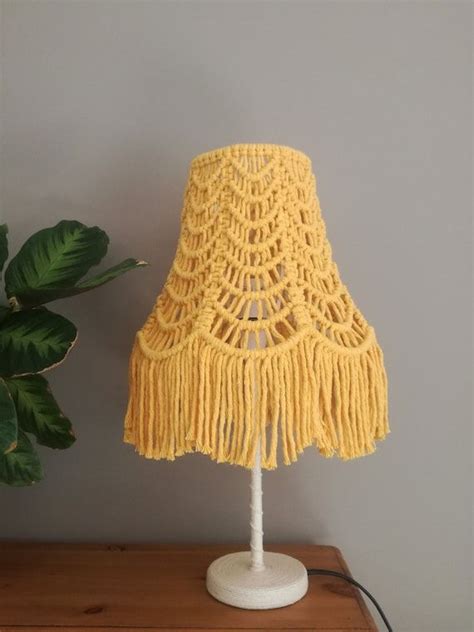 Macrame Lampshade With Rope Covered Stand Etsy Macrame Design Macrame Lamp Shade Macrame Art