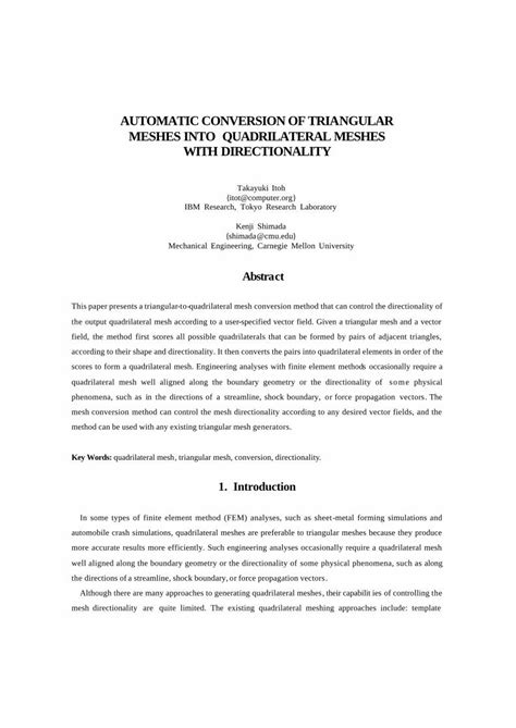 pdf automatic conversion of triangular meshes into itolab is ocha