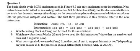 Solved Question 1 The Basic Single Cycle Mips