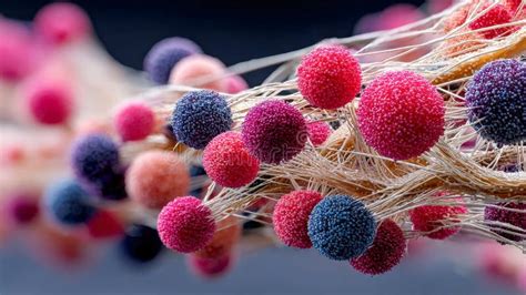 Colorful Abstract Spheres Connected By Delicate Strands Resembling A Neural Network Or