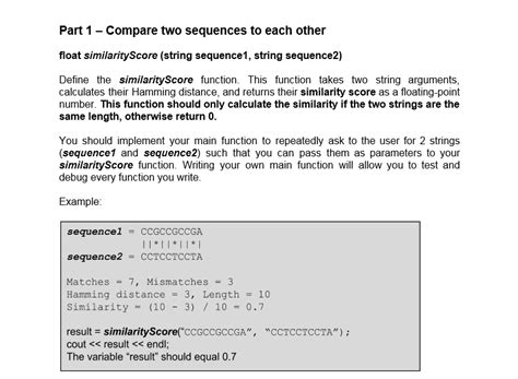 Solved Part 1 Compare Two Sequences To Each Other Float