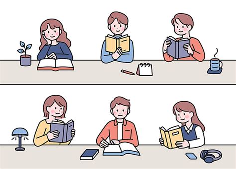 유토이미지 학생들이 책상에 앉아서 책을 읽고 있다
