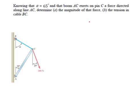Solved Knowing That α 65∘ And That Boom Ac Exerts On Pin C A