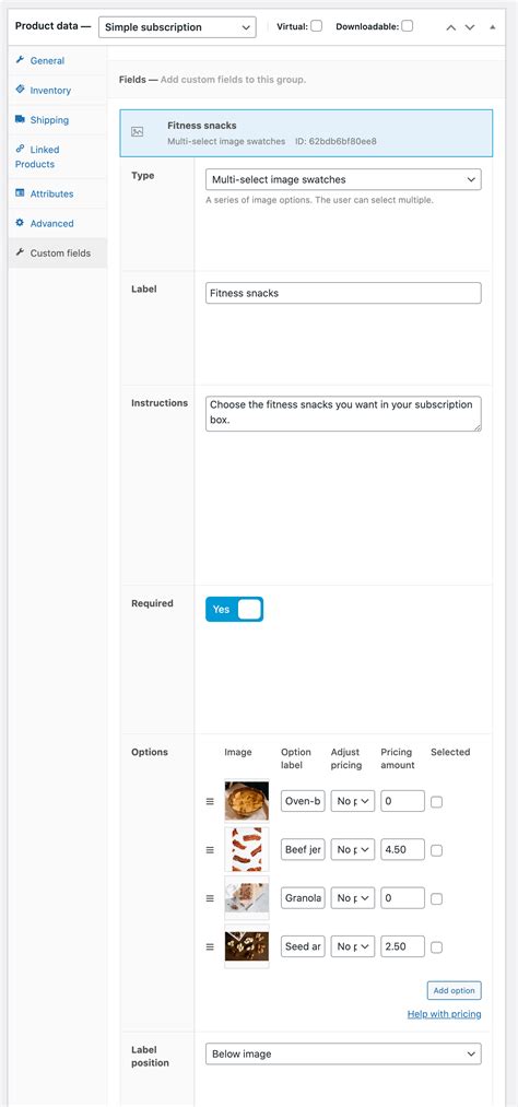 how to add input fields to woocommerce subscriptions wombat plugins