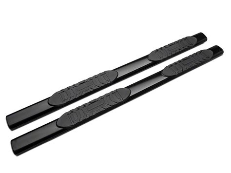 Barricade 5 Inch Oval Straight End Side Step Bars Rocker Mount Black