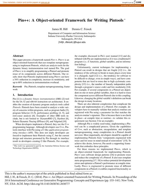 pin a object oriented framework for writing pintools ⇤ docslib