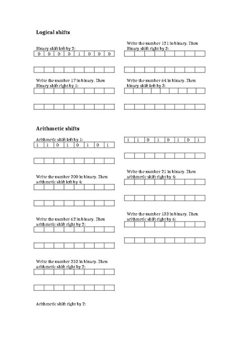 binary shifts assignement logical shifts binary shift left by 2 0