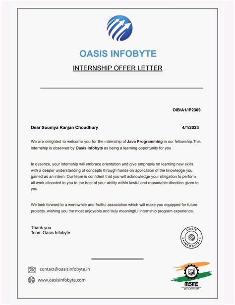 Soumya Ranjan Choudhury On Linkedin Oasisinfobyte Oasisinfobyte Intern Internship