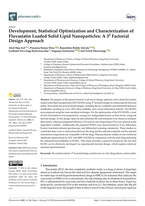 Pdf Development Statistical Optimization And Characterization Of Fluvastatin Loaded Solid