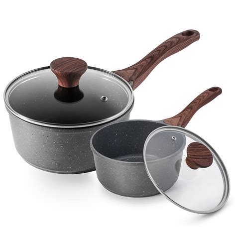 Sensarte Nonstick Sauce Pan With Lid Saucepan Set Swiss Granite Coating Sauce Pot Kitchen