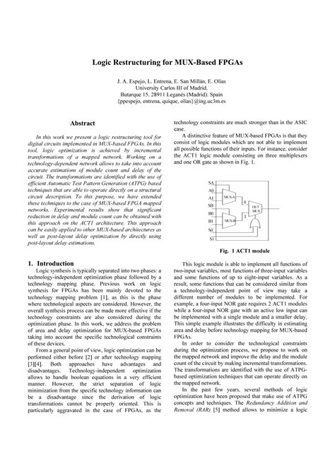 Pdf Logic Restructuring For Mux Based Fpgas