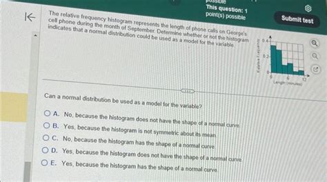 Solved K The Relative Frequency Histogram Represents The