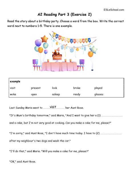 A2 Flyers Reading Part 3 Exercise 2 Pdf