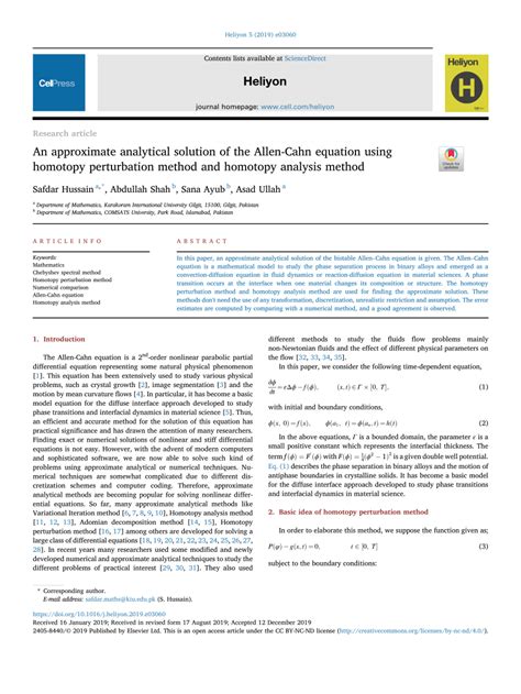 Pdf An Approximate Analytical Solution Of The Allen Cahn Equation