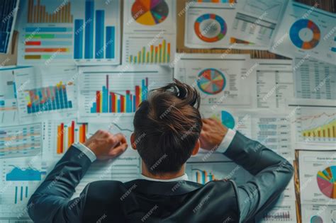 Business Analyst Reviewing Various Charts And Graphs On A Desk
