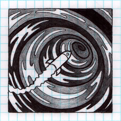 Through The Time Vortex Ballpoint Pen On Graph Paper 3 Inches R Art