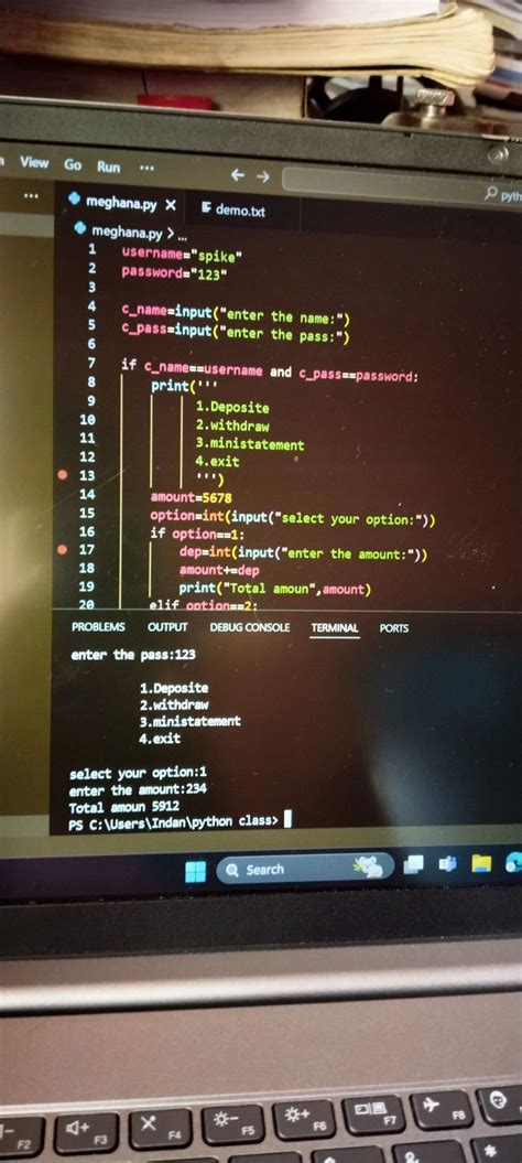 Indana Meghana On Linkedin Task 16 Atm Program Completed Sir Task 17 Dic And Tuple Docs Task