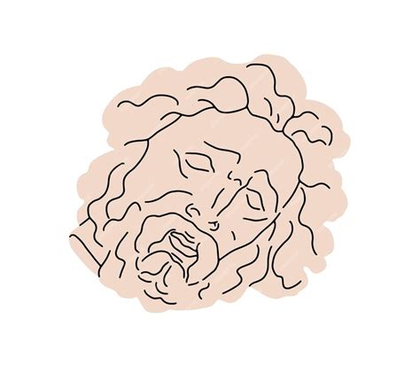 고대 그리스 신의 머리 조각상 고대 그리스의 얼굴 조각 현대 유행 역사적 수염 신 추상 오래 된 역사 그림입니다 평면 벡터 일러스트 레이 션 흰색 배경에 고립