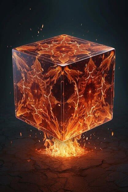 Premium Photo Blazing Elemental Cube Fiery 3d Design