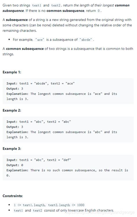 Leetcode 1143 Longest Common Subsequence（最长公共子序列） Csdn博客