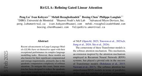 Paper Page Regla Refining Gated Linear Attention