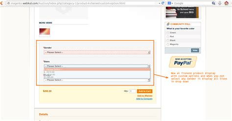 Magento Chained Custom Option Template